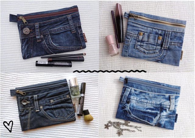 Flat makeup bag - Make it in denim Free tutorial DIY