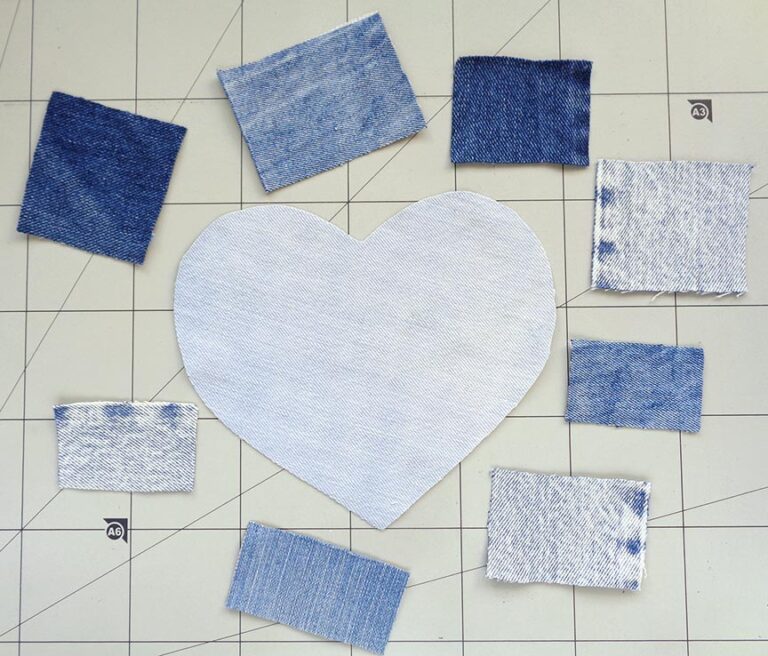 Boro inspired heart - Make it in denim - Boro patchwork on sewing machine