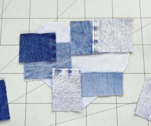 Boro inspired heart - Make it in denim - Boro patchwork on sewing machine