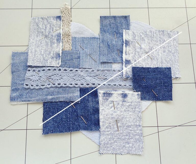 Boro inspired heart - Make it in denim - Boro patchwork on sewing machine