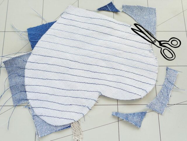 Boro inspired heart - Make it in denim - Boro patchwork on sewing machine