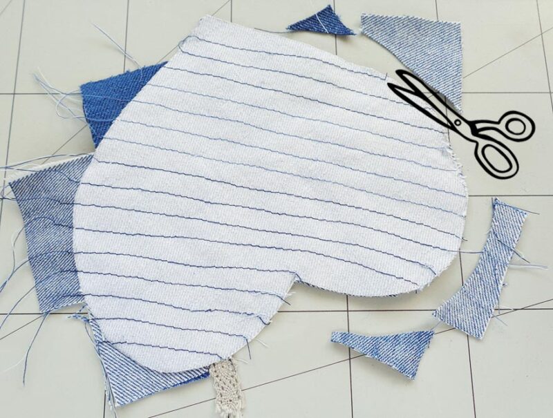 Boro inspired heart - Make it in denim - Boro patchwork on sewing machine