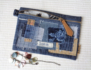 Boro inspired heart - Make it in denim - Boro patchwork on sewing machine