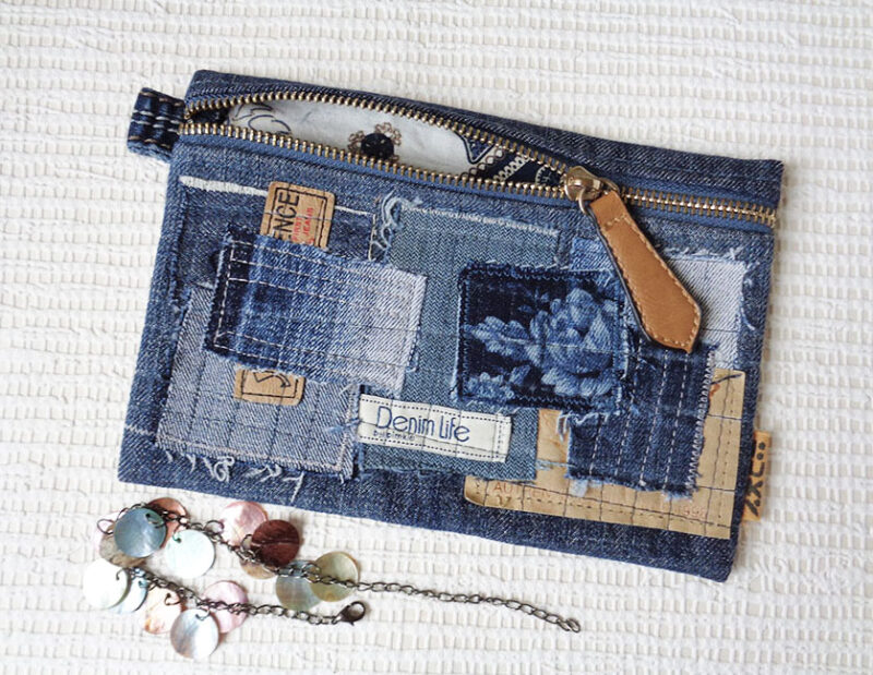 Boro inspired heart - Make it in denim - Boro patchwork on sewing machine
