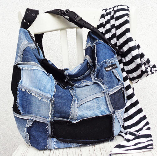 Boro inspired heart - Make it in denim - Boro patchwork on sewing machine